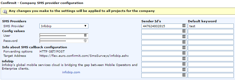 SMS Provider Configuration – Flex